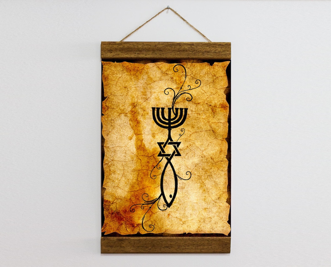Symbol of Messianic Judaism Talisman Amulet Wood Framed Canvas Print ...