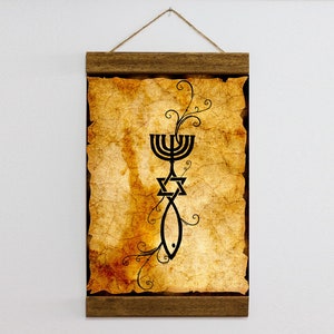 Symbol of Messianic Judaism Talisman Amulet Wood Framed Canvas Print ...