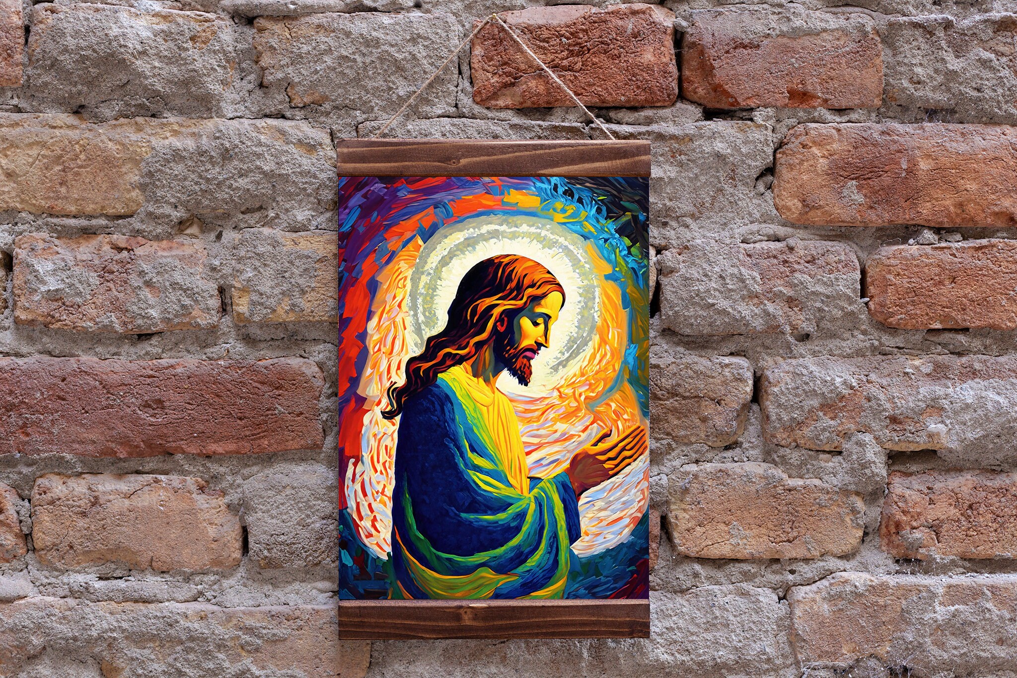 Vivid Colors Print of Jesus Christ of Nazareth Pray - Spiritual Wall ...