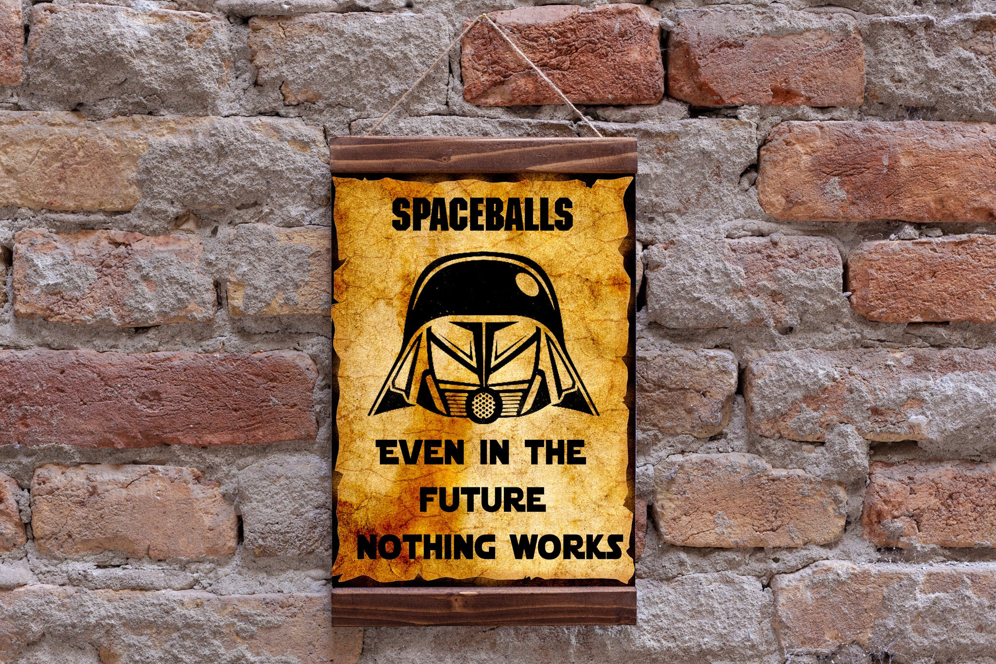 Spaceballs Dark Helmet Even in the Future Nothing Works, Wood Framed ...