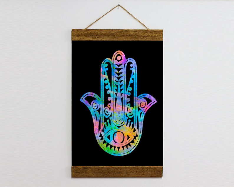 Hamsa Hand Kabbalah Evil Eye Protection Charm Talisman Wood Framed ...