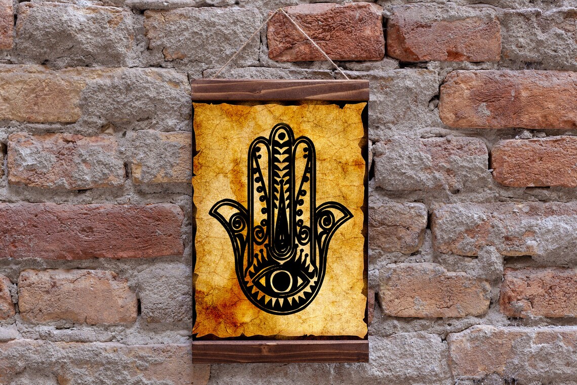 Hamsa Hand Charm Kabbalah Ancient Talisman Evil Eye Protection Wood ...