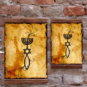 Symbol of Messianic Judaism Talisman Amulet Wood Framed Canvas Print ...