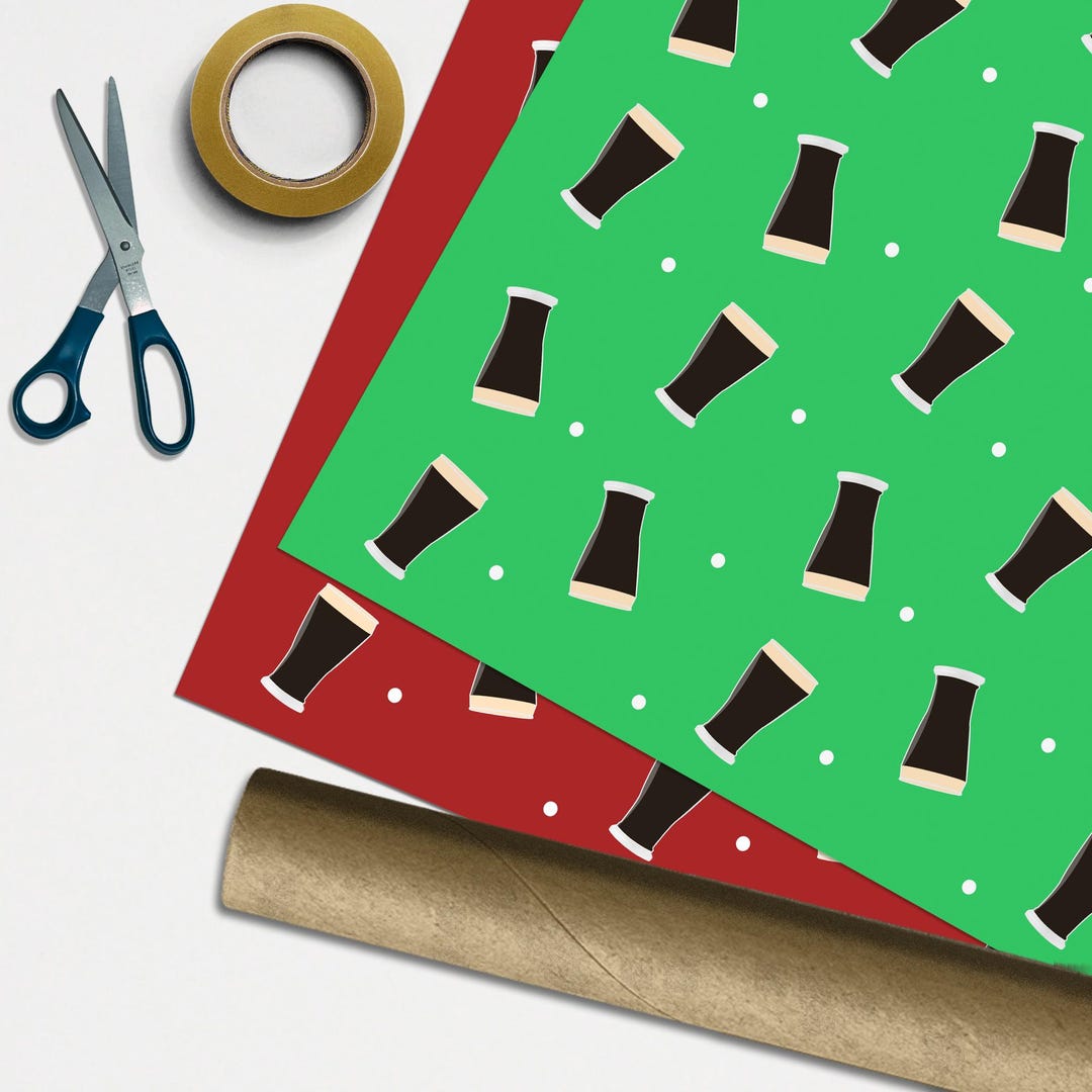 Pint of Stout Alcohol Drink Wrapping Paper - 1 2 5 METRE ROLL or 1 ...