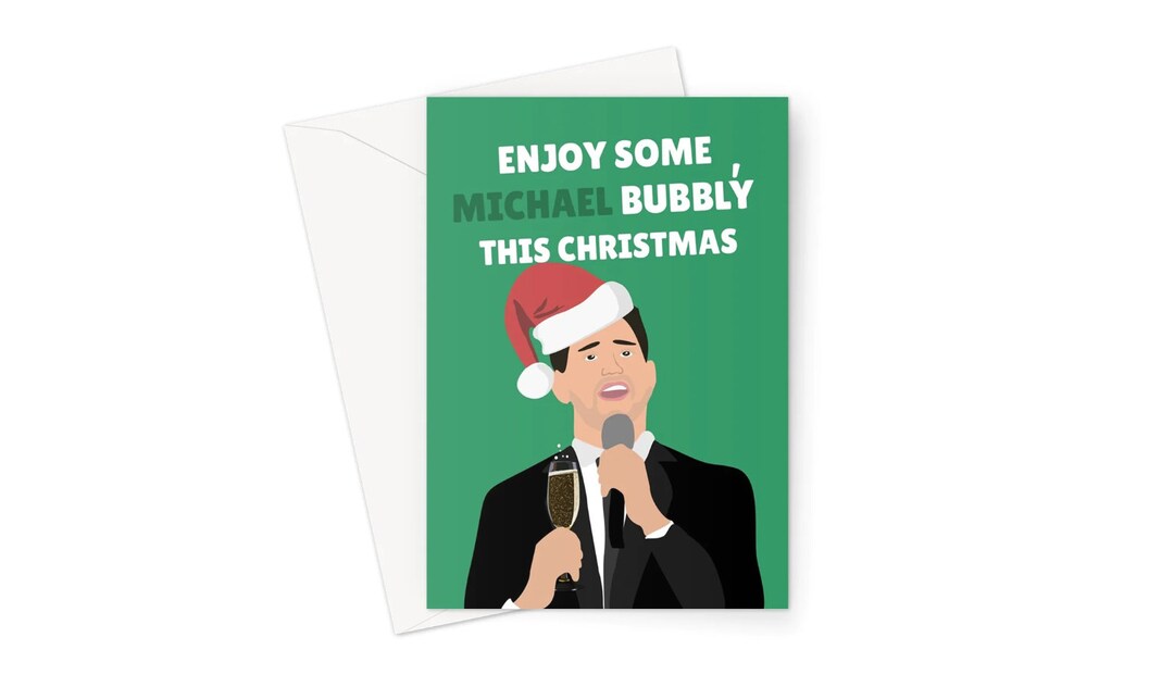 Enjoy Some Bubbly This Christmas Michael Bublé A5 Greeting Card Funny ...