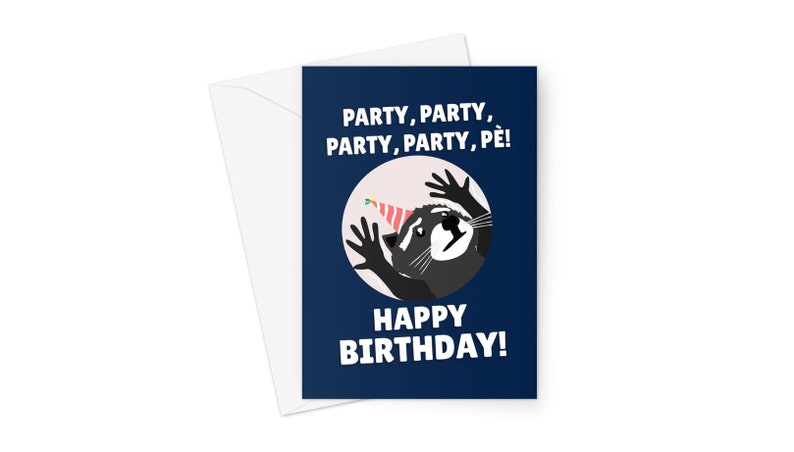 Party Pedro Dancing Raccoon Happy Birthday A5 Greeting Card Funny Meme ...