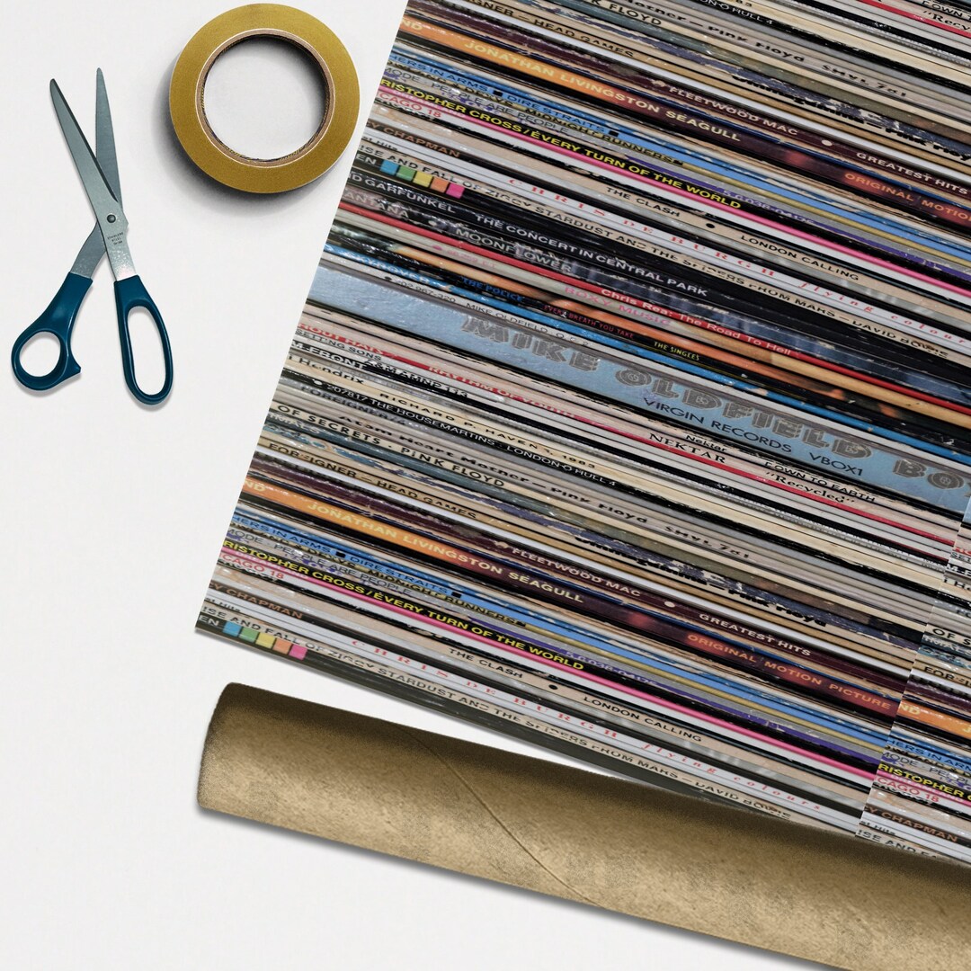 Vinyl Stack Collection Rolled Tube Wrapping Paper - 1 2 5 METRE ROLL or ...