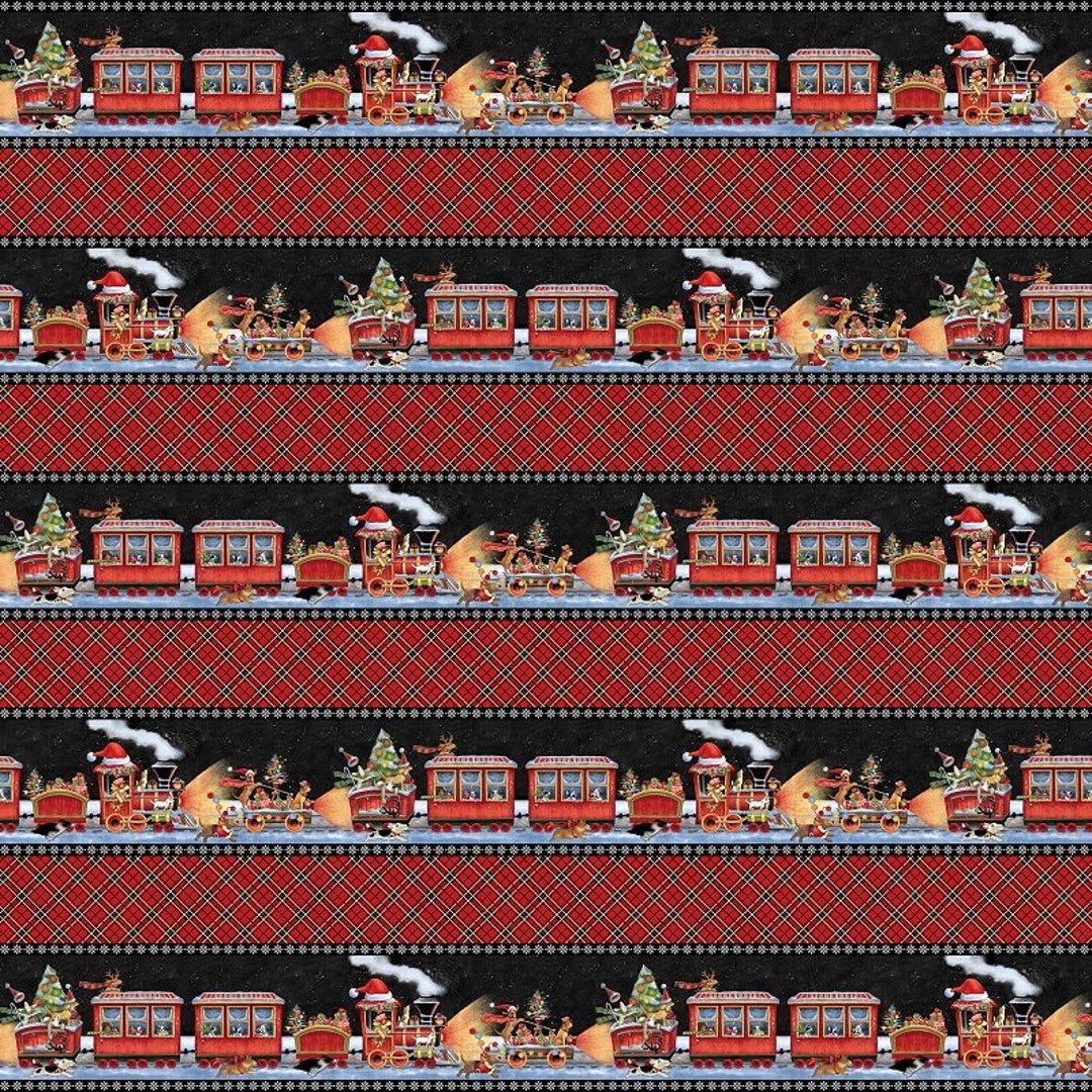 Snow Dog Express - 6354-99 - "train Border Stripe" - by Geoff Allen for ...