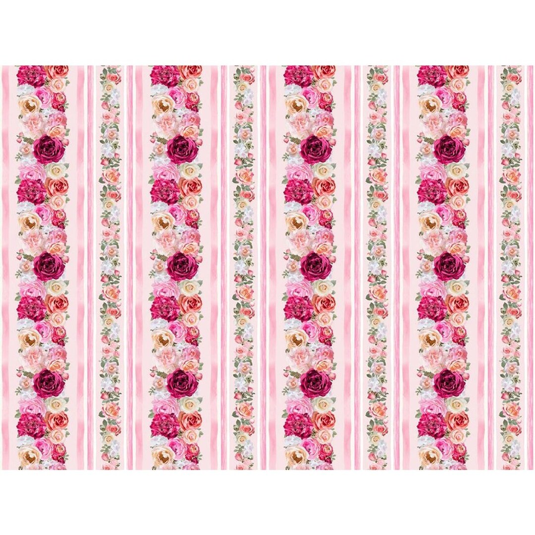 Bellerose- CD3141 - Pink 11 Inch Repeating Floral Stripe - Timeless ...