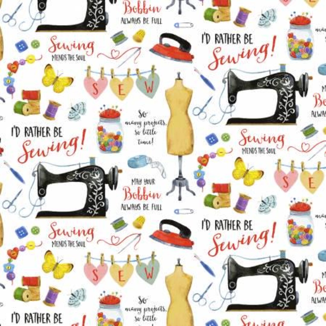 Just Sew Happy- 486 87- "sewing Words" - by Jane Alison for Henry Glass ...