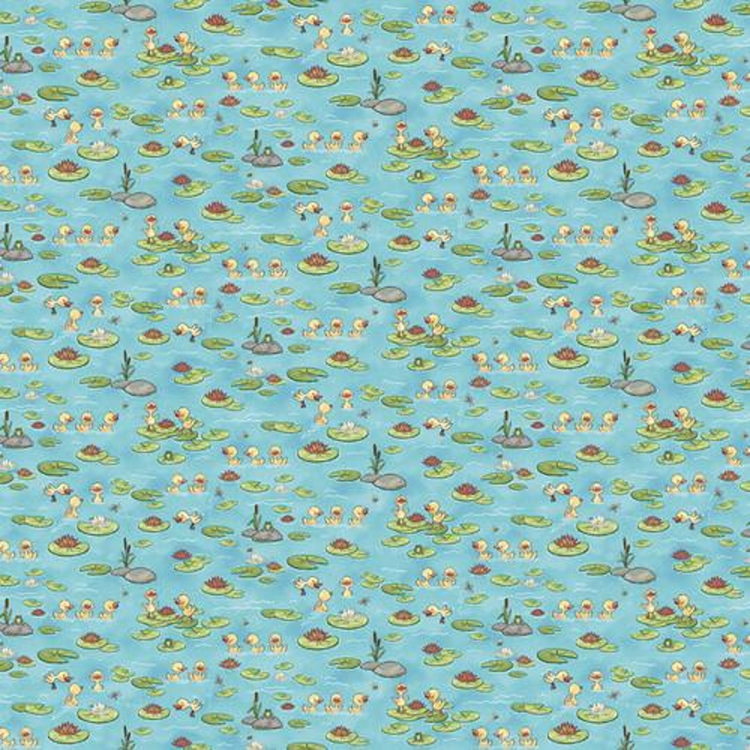 River Romp- 865-76 - "lily Pads and Pond" - by Sharon Kuplack for Henry ...
