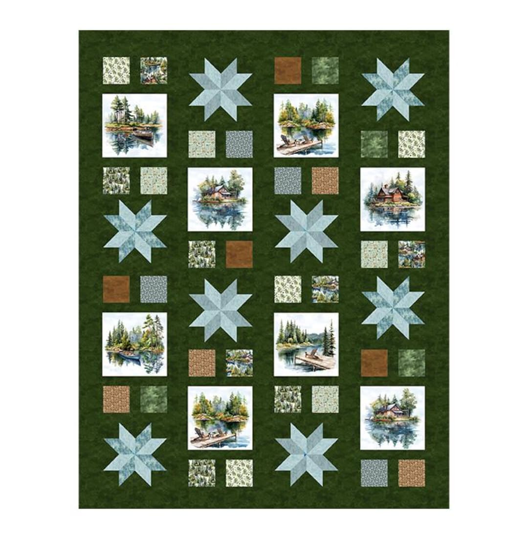 Lakeside Retreat Farmer's Stardust Quilt Kit - Fabrics From Lakeside ...
