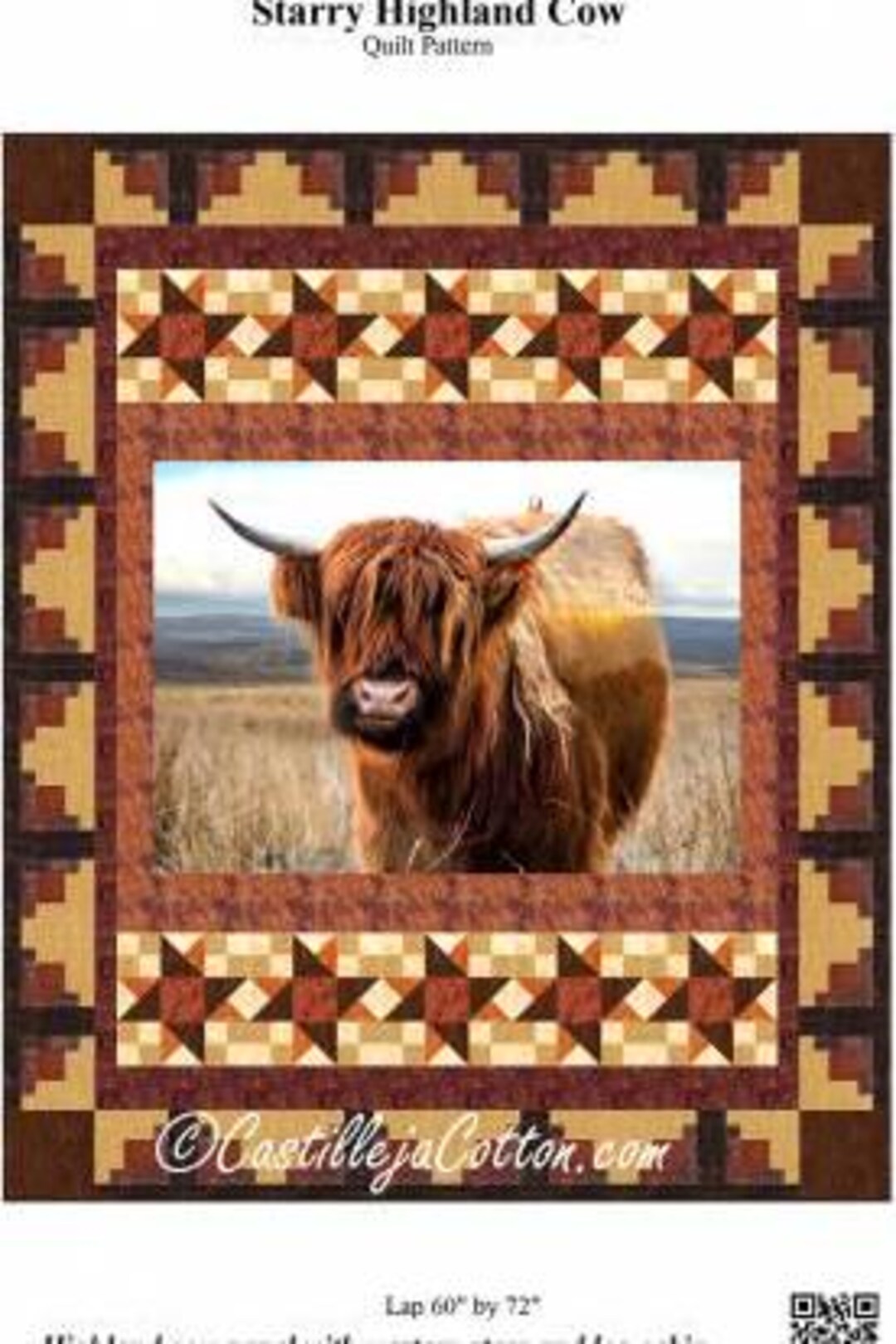 Starry Highland Cow Quilt Kit - CJC 59651- Hoffman Fabric - 60" X 72 ...