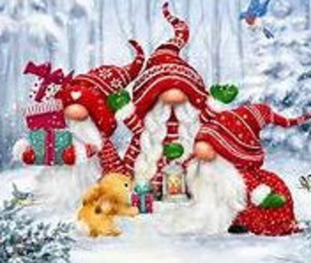 Christmas Gnomes Fabric Panel - Four Seasons by David Textiles - 36" X ...