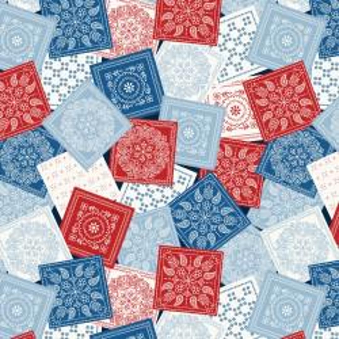 Lil Buckaroo - BEN14756 19 - Bandana Squares Red and Blue - Benartex - Etsy