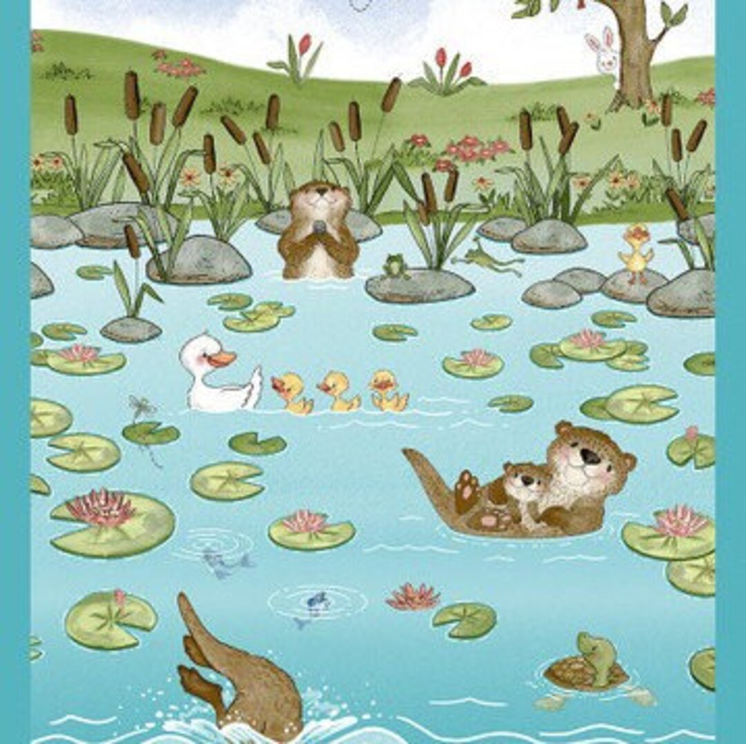 River Romp Fabric Panel - by Kate Mawdsley Henry Glass - 871P 76 - 24 ...