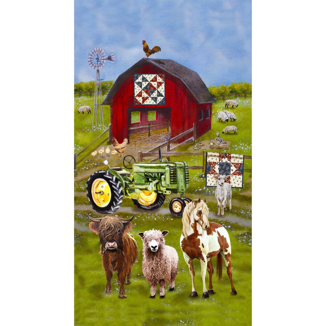 Down on the Farm Fabric Panel - Henry Glass - 24" X 44" - Etsy