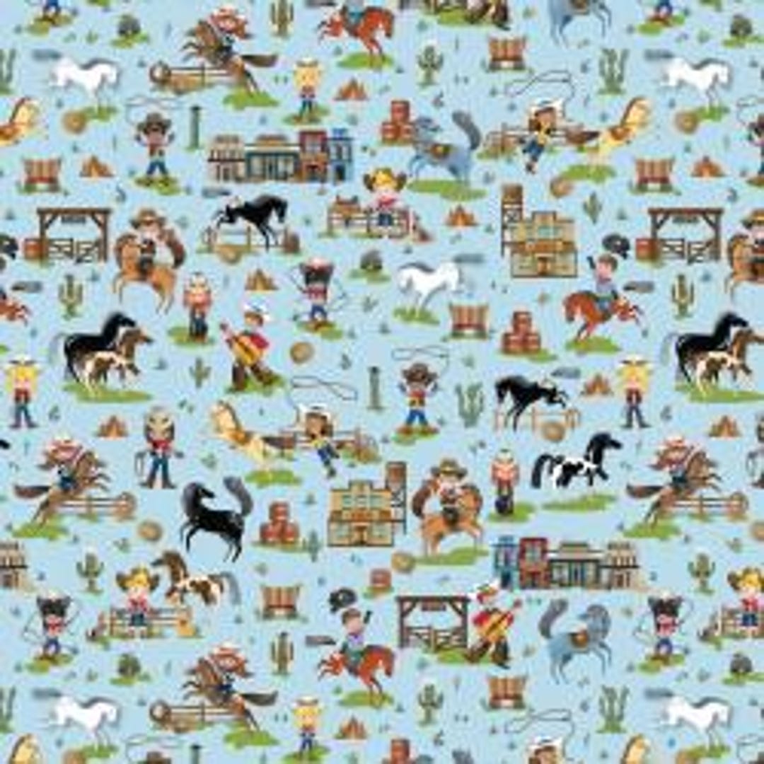 Lil Buckaroo - BEN14764 54 - Lil Rodeo Blue - Benartex - Etsy
