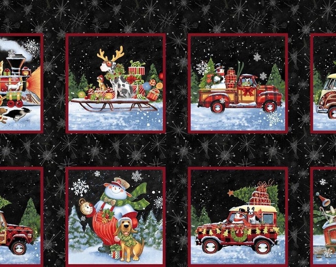 Snow Dog Express Block Panel - by Geoff Allen for Studio E - 24" X 44 ...