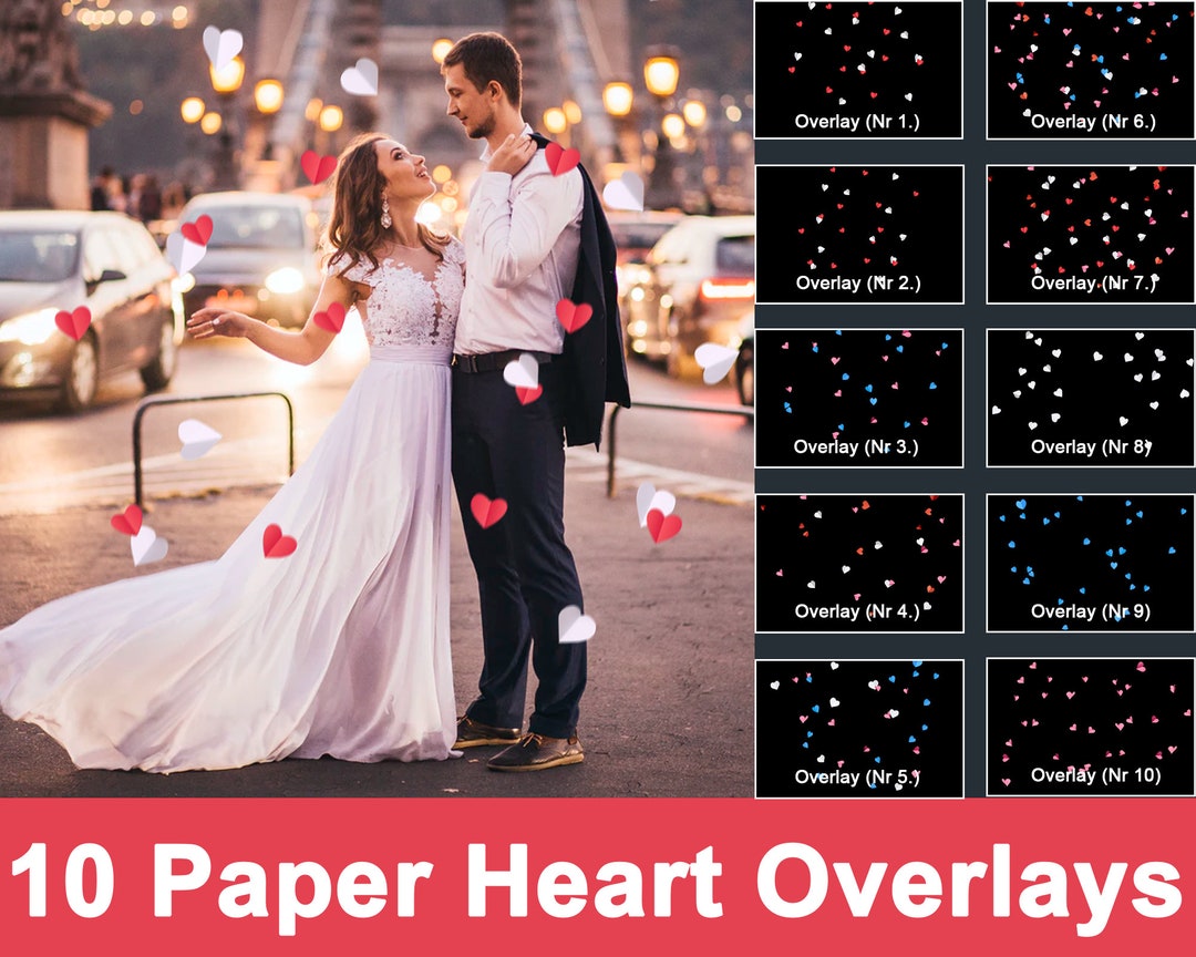 10 Valentine's Day Photo Overlays, Paper Heart Overlays, Wedding ...