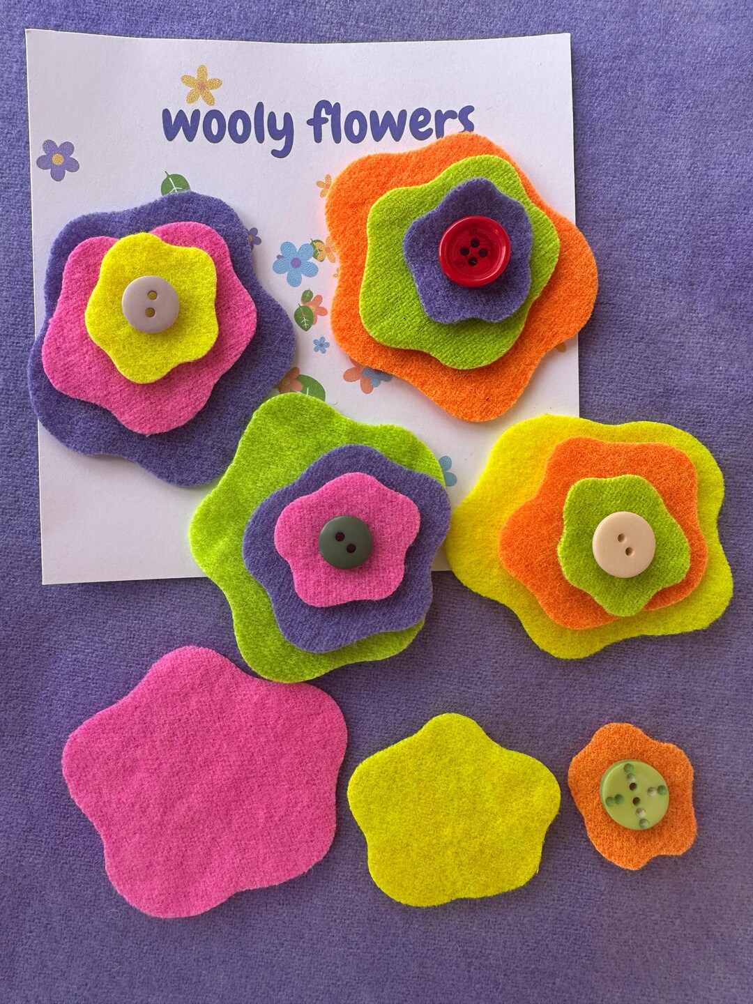 Wooly Flowers (set of 5) - Etsy