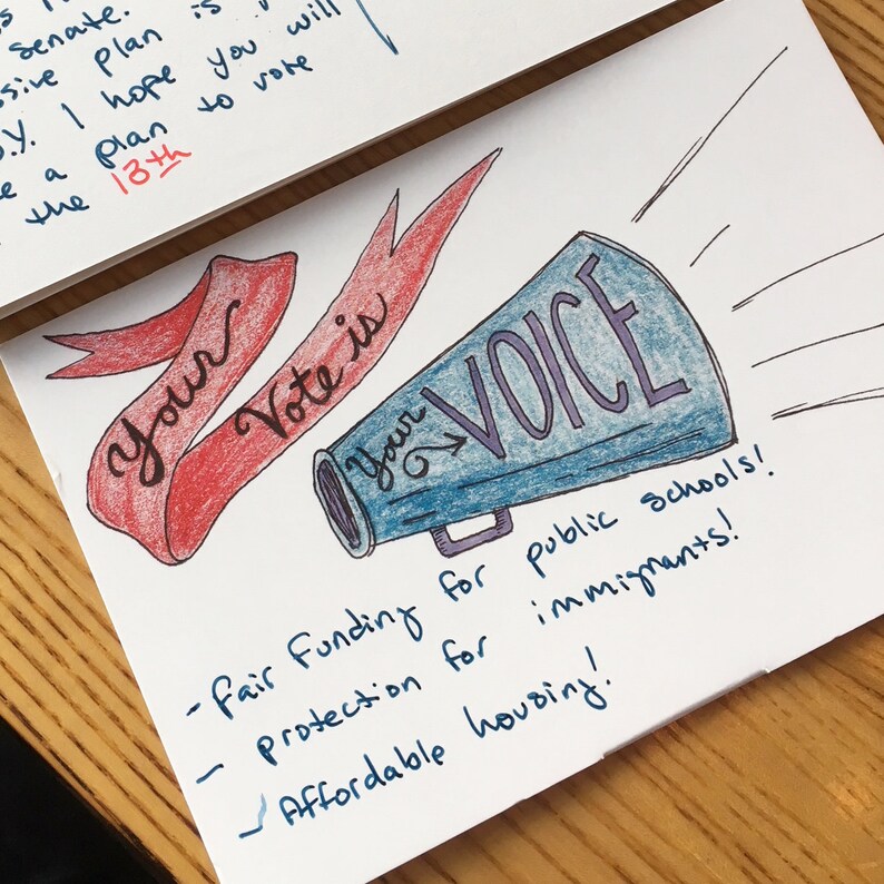 Postcards to Voters 4x6" Printable - Your Vote is Your Voice - Hand ...