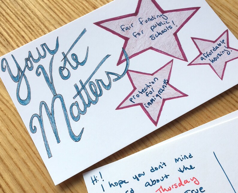 4x6" Printable Postcards to Voters - Your Vote Matters - Hand Drawn ...