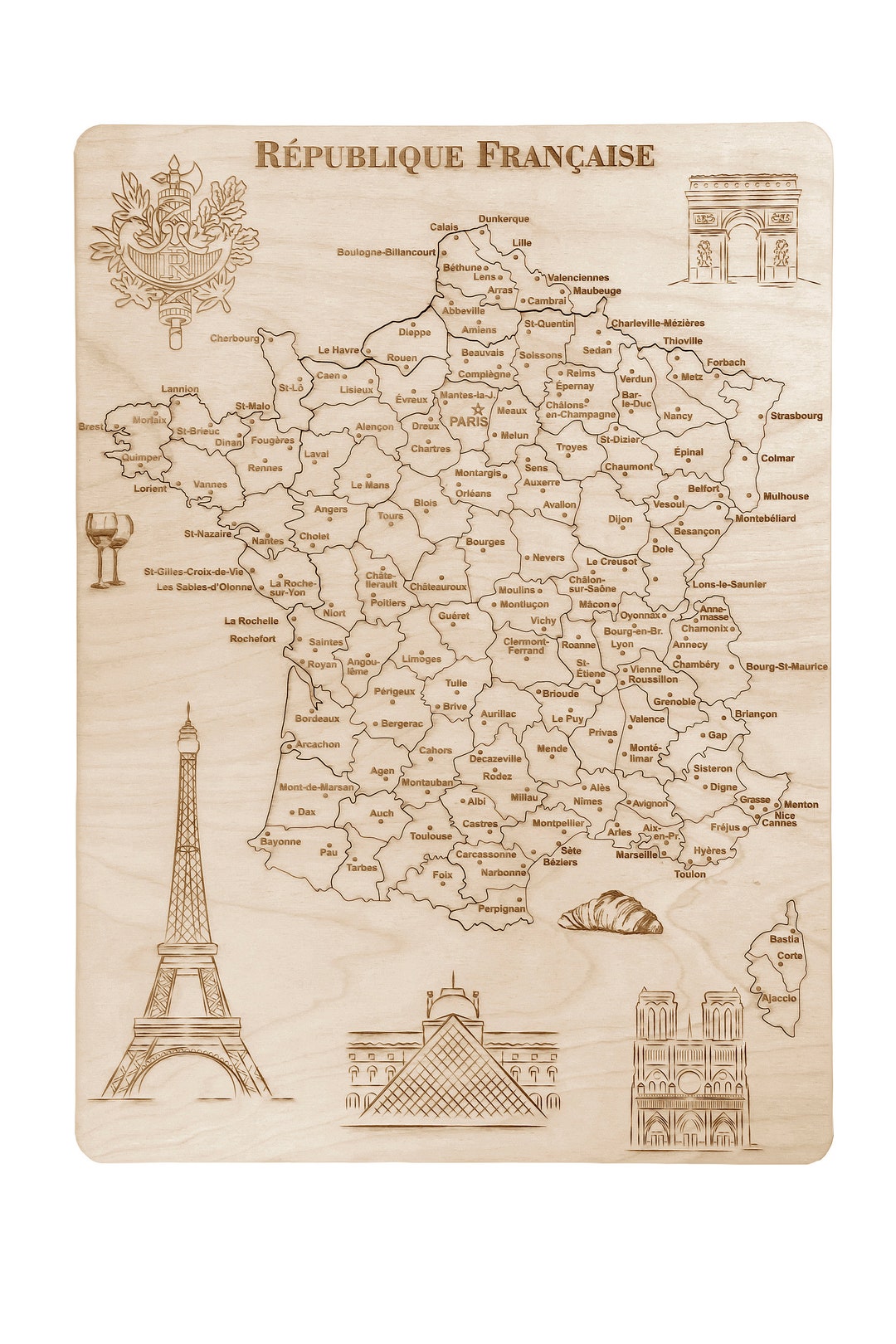 Wooden Map Puzzle of France - Etsy