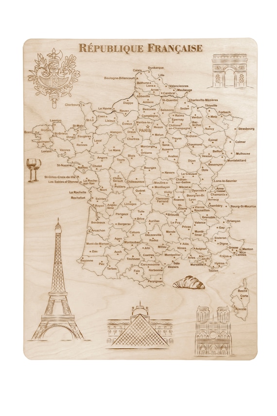 Wooden Map Puzzle of France | Etsy