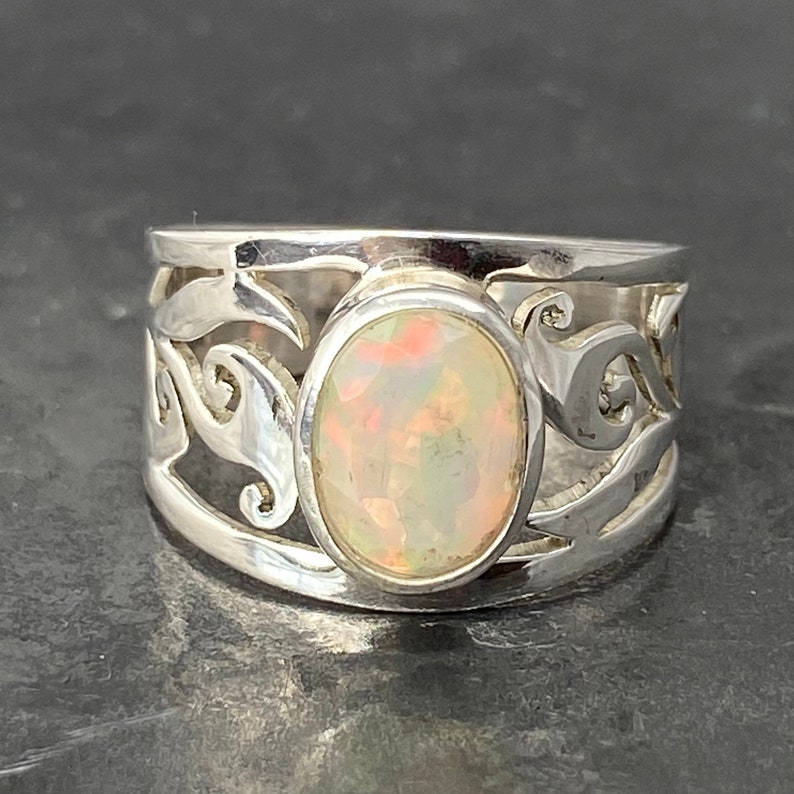 Opal Ring Welo Opal Ring Filigree Design Faceted Opal Ring - Etsy
