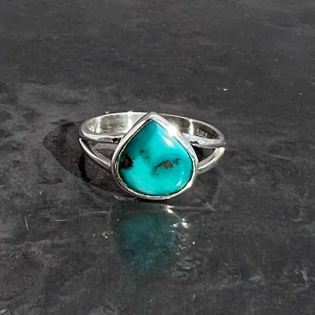 Turquoise Ring - Silver Turquoise Ring - Tibetan Turquoise Ring Size U ...