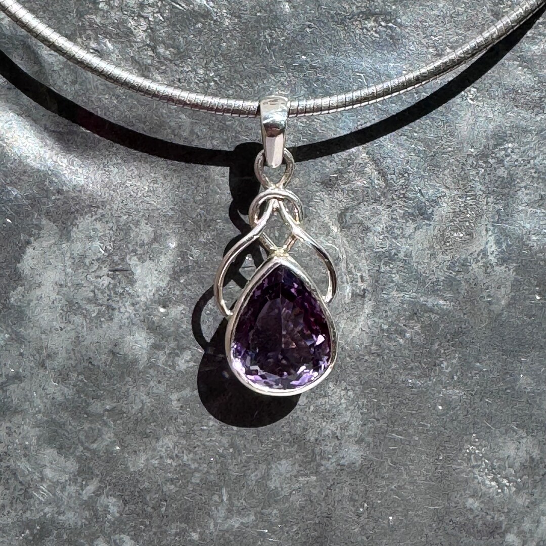 Faceted Amethyst Pendant Teardrop - Amethyst Pendant - Silver Celtic ...