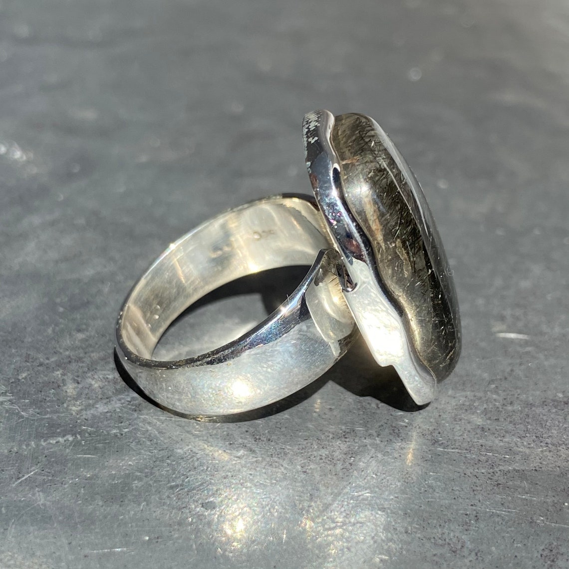 Tourmalinated Quartz Ring Rectangle Tourmaline Quartz Ring - Etsy