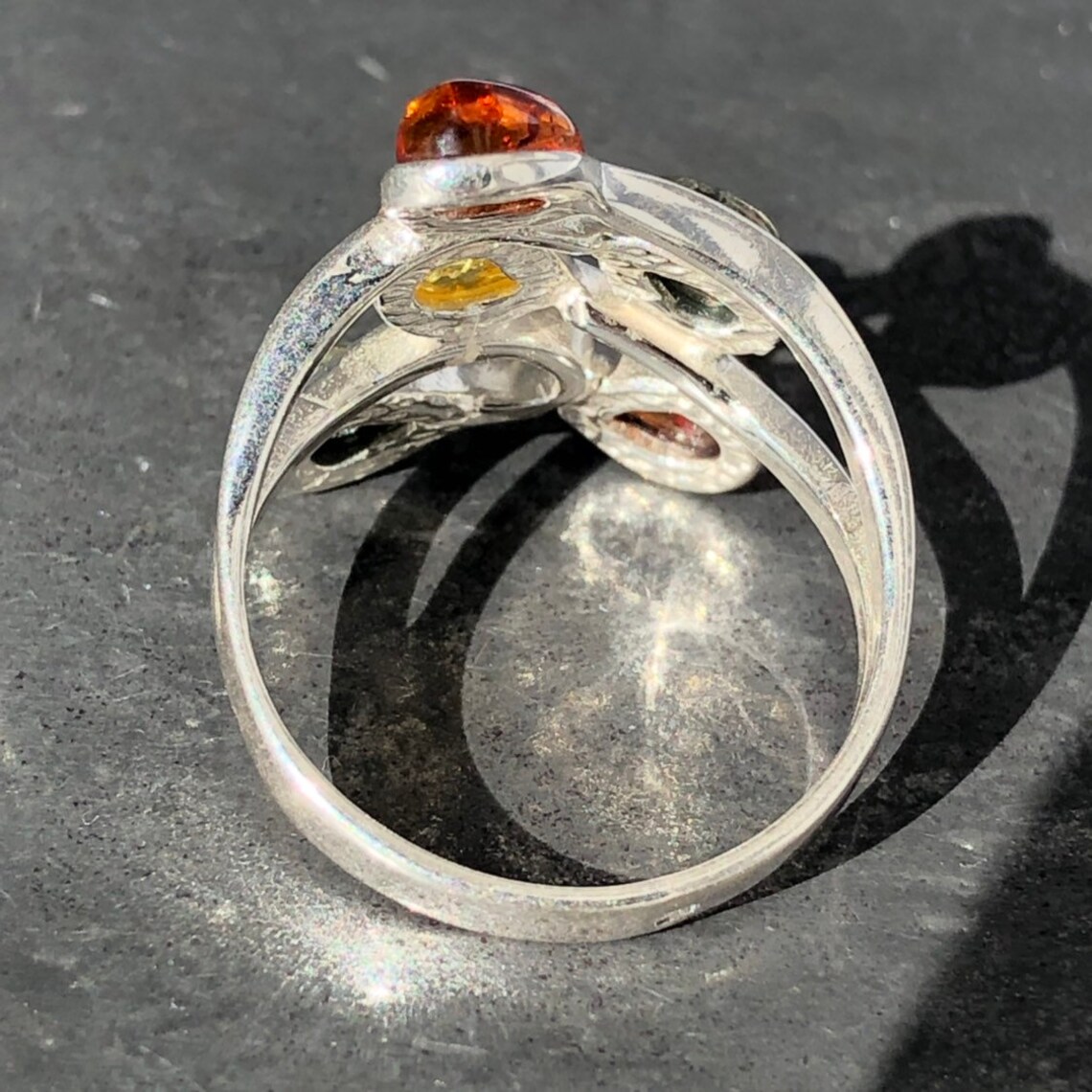 Amber Ring / Amber Multi Colour Ring - Etsy