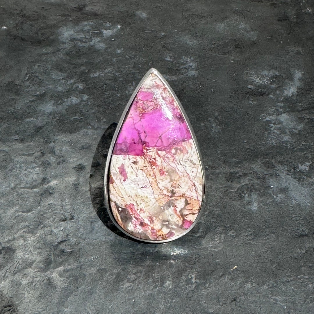 Cobalt Calcite Ring Silver Cobolt Calcite Ring Adjustable Band Size UK ...