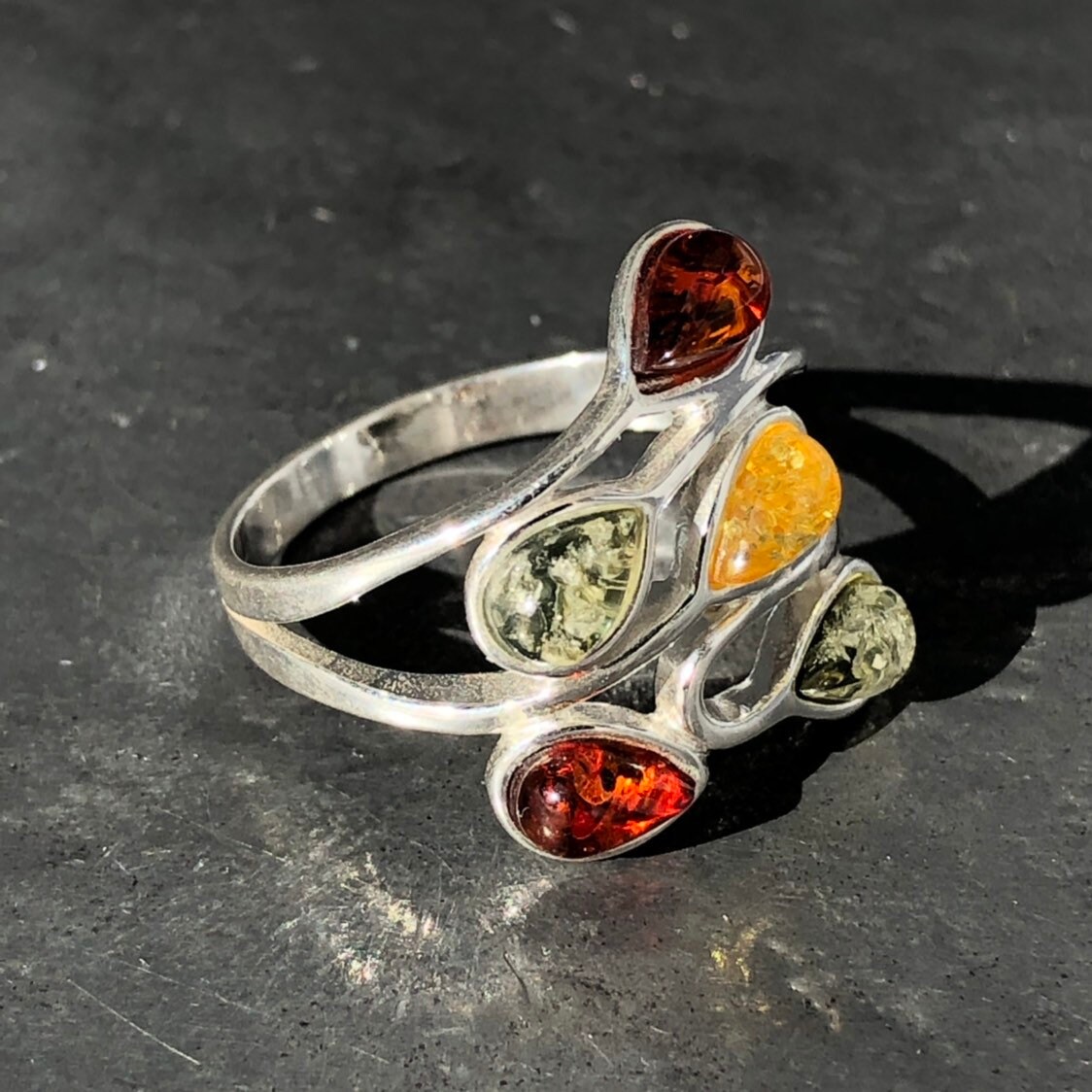 Amber Ring / Amber Multi Colour Ring - Etsy