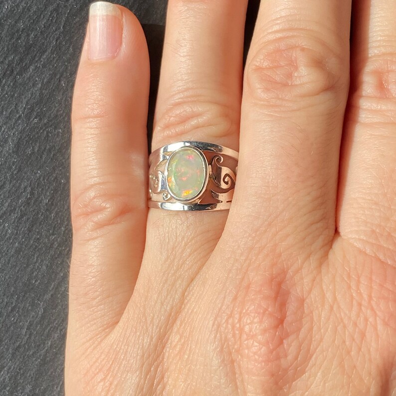 Opal Ring Welo Opal Ring Filigree Design Faceted Opal Ring | Etsy