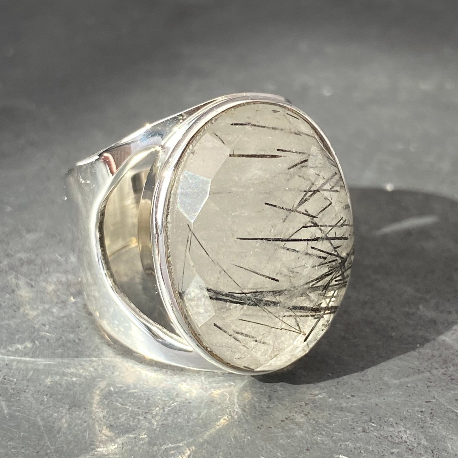 Tourmalinated Quartz Ring Oval Black Tourmalinated Quartz - Etsy UK