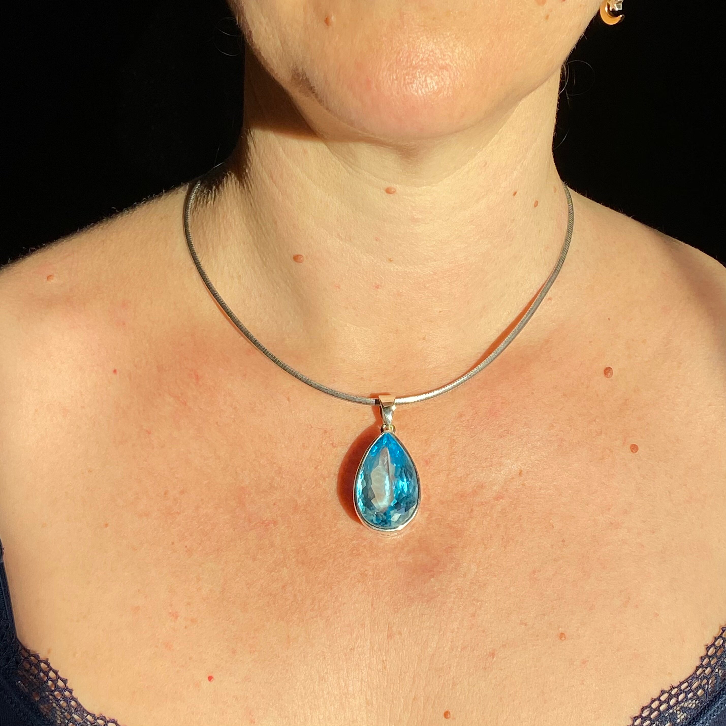 Blue Topaz Pendant large blue topaz pendant filigree | Etsy