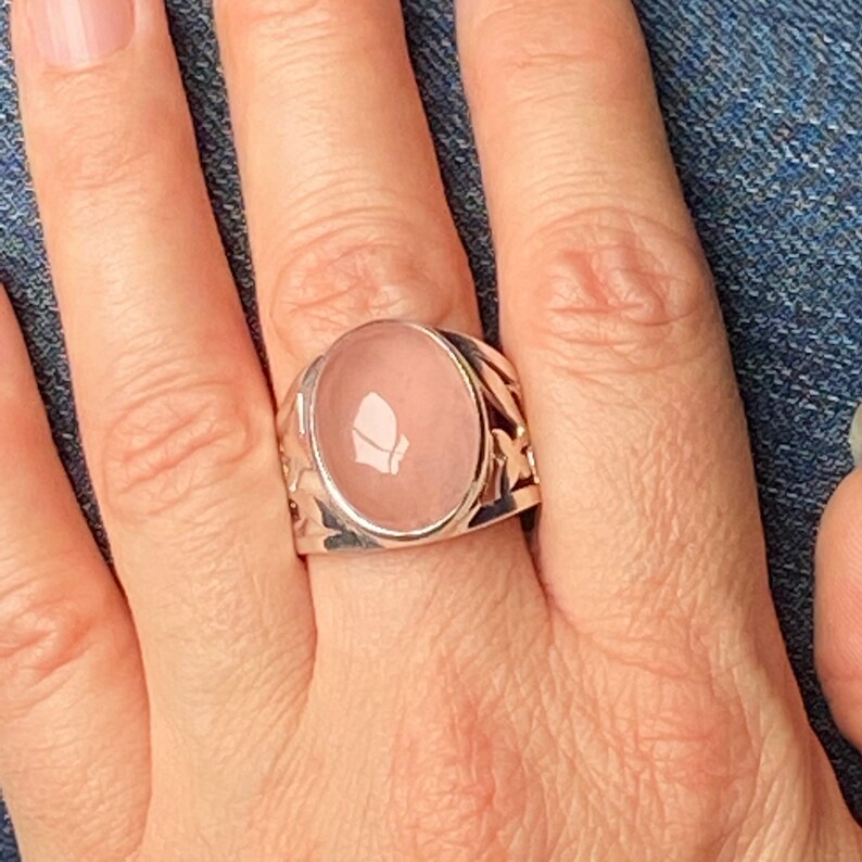 Anillo de cuarzo rosa anillo de filigrana de cuarzo rosa - Etsy España