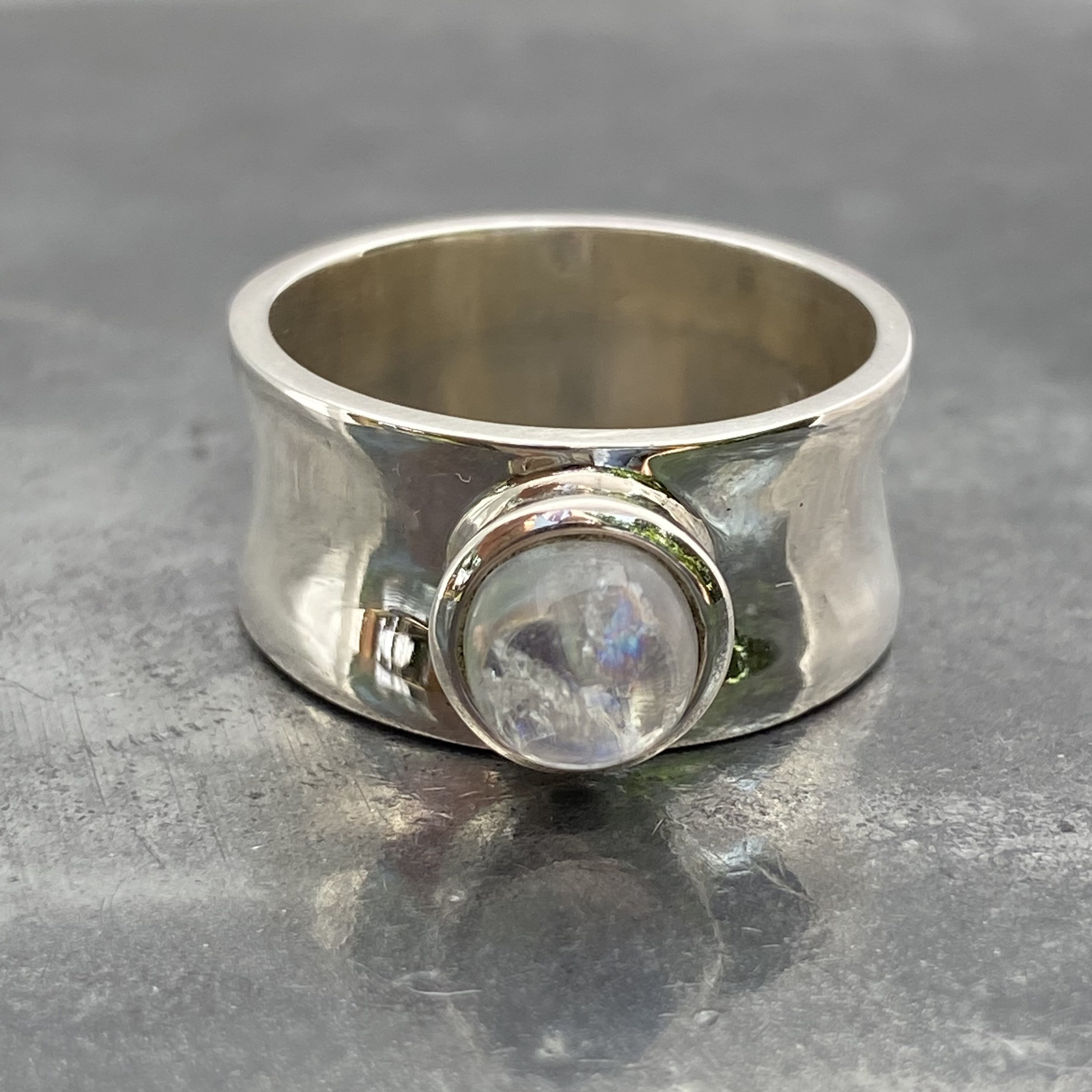 Moonstone ring rainbow moonstone ring with thick chunky | Etsy