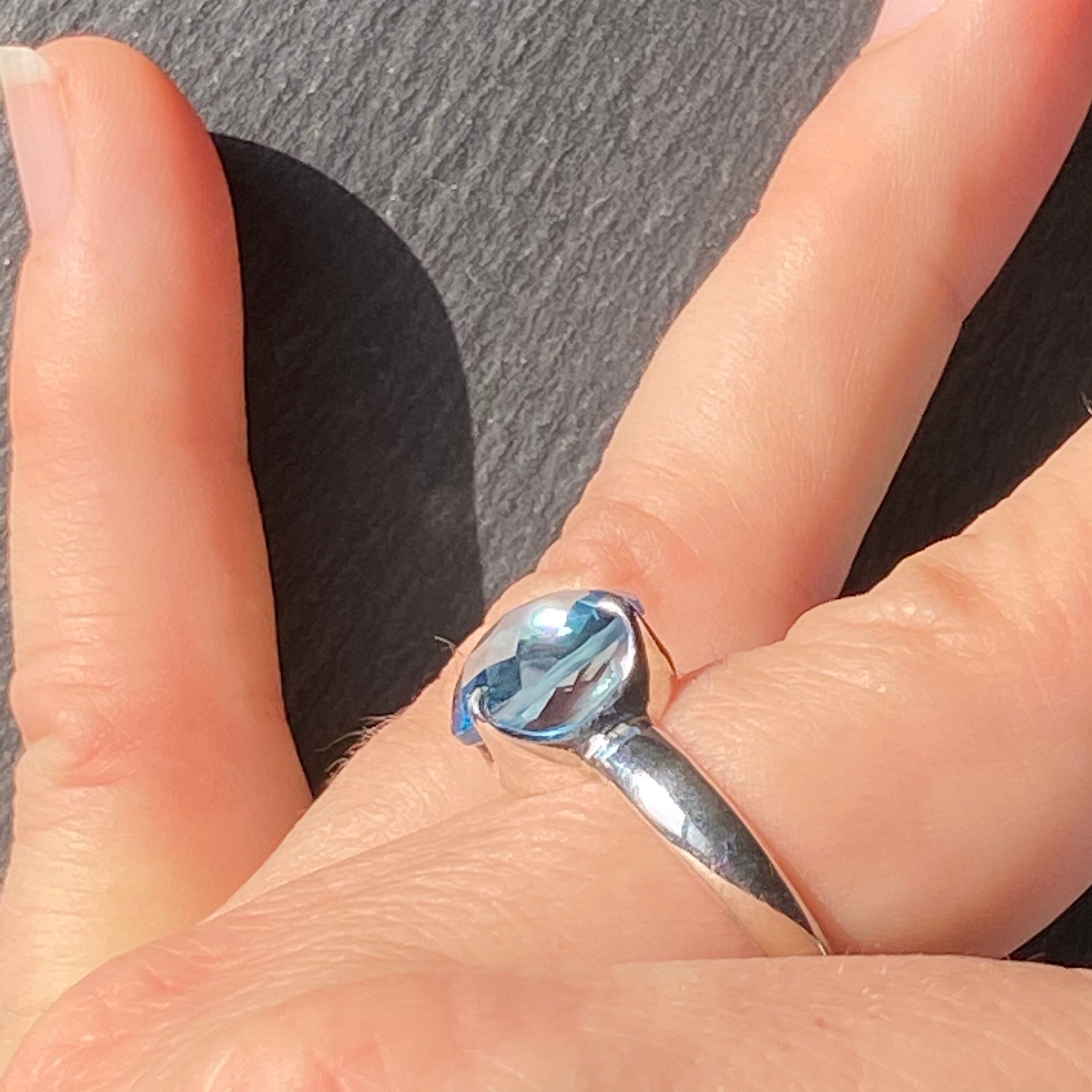 Anillo de topacio azul azul anillo de topacio azul suizo | Etsy