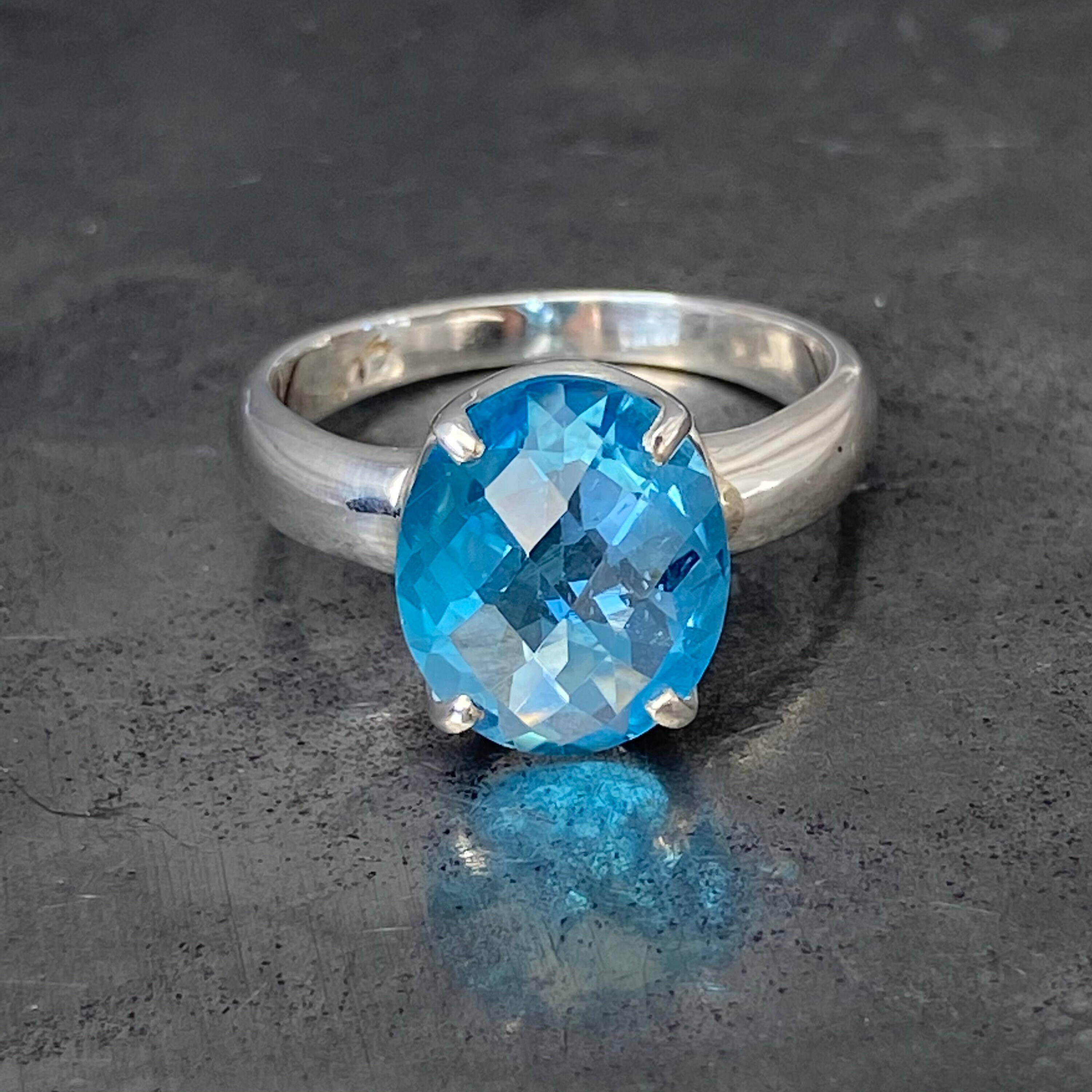 Anillo de topacio azul azul anillo de topacio azul suizo | Etsy