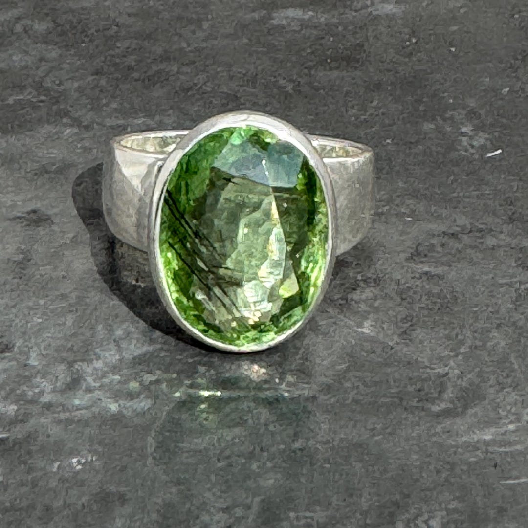Peridot Ring - Oval Peridot Ring - Large Peridot Ring With Tourmaline ...