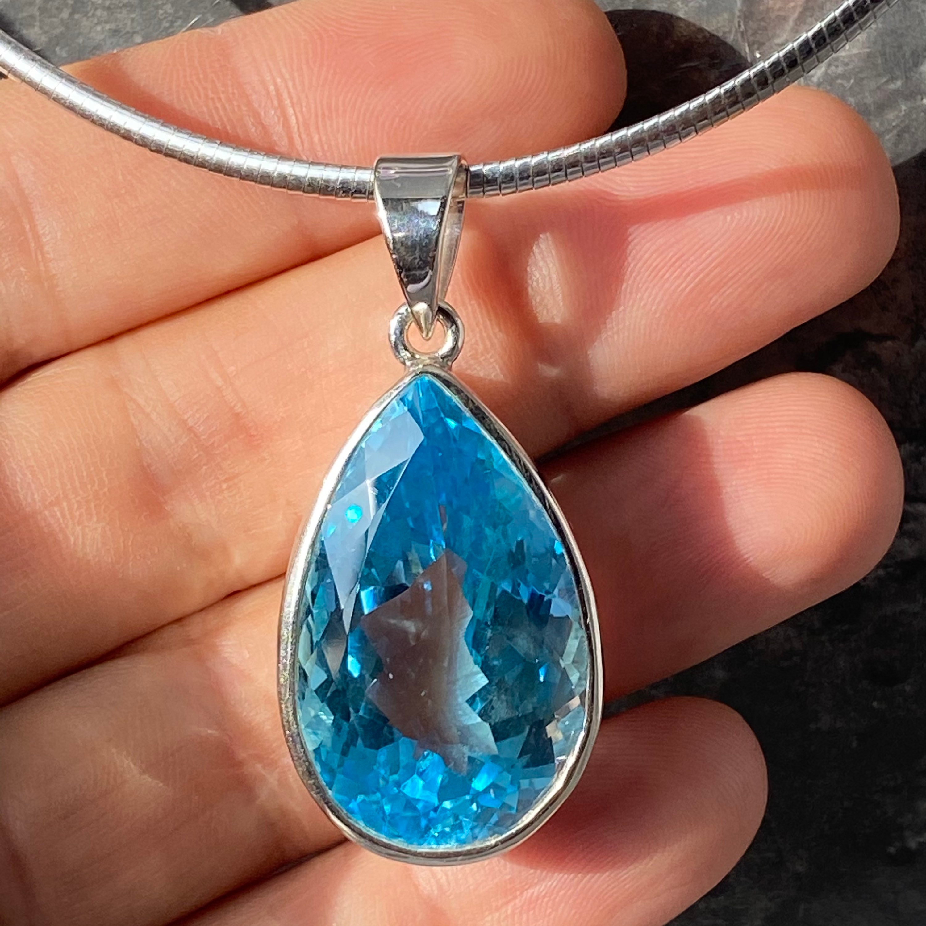 Blue Topaz Pendant large blue topaz pendant filigree | Etsy Blue Topaz Pendant large blue topaz pendant filigree | Etsy