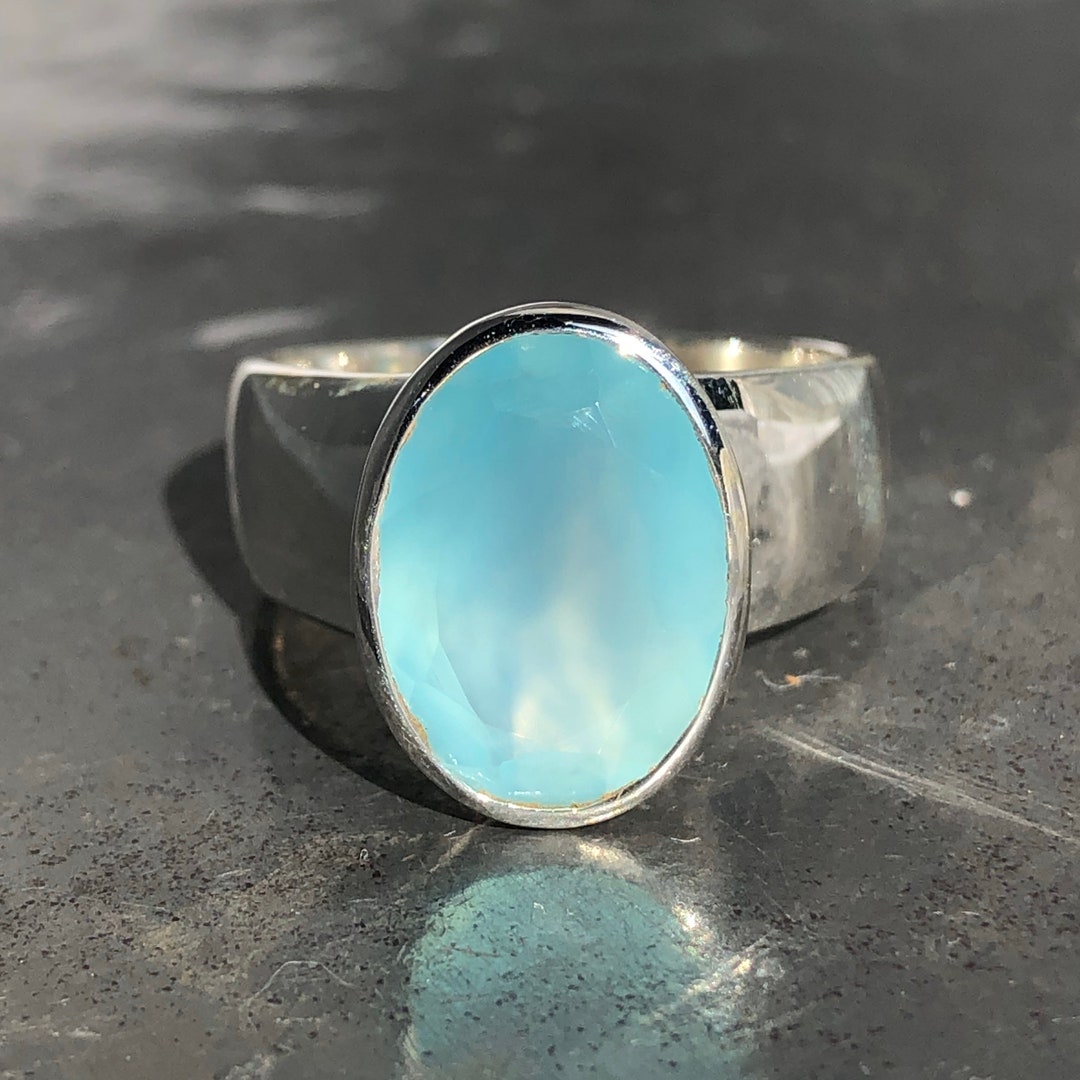 Chalcedony Ring - Aqua Chalcedony Ring - Designer Filigree Chalcedony ...