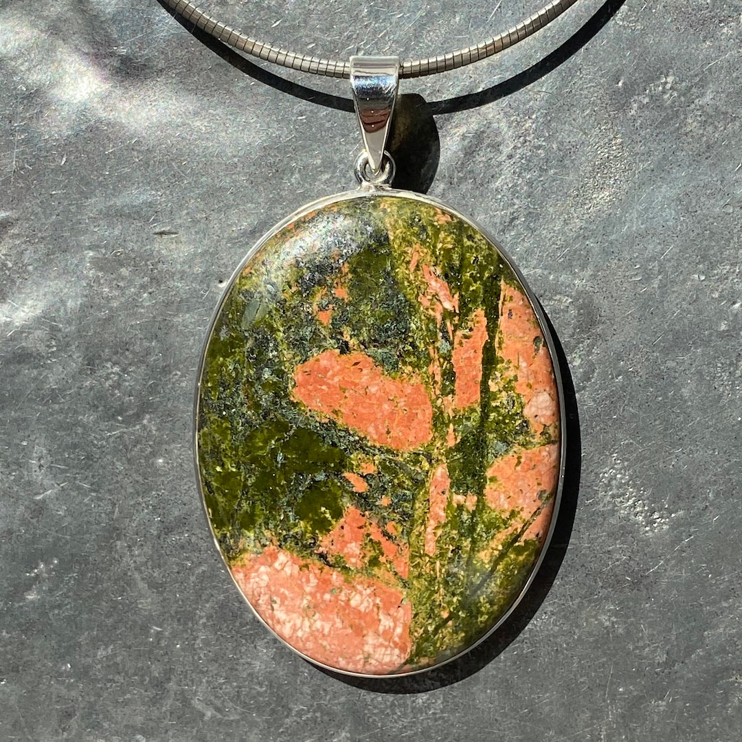 Unakite Pendant - Unakite Jasper Pendant - Large Unakite Pendant - Etsy