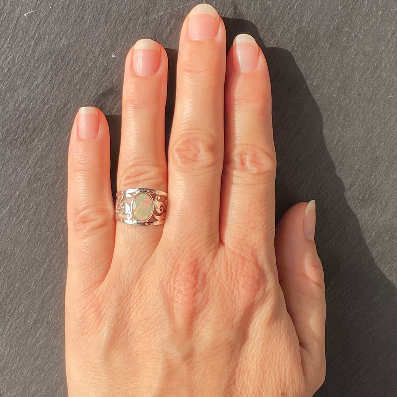 Opal Ring Welo Opal Ring Filigree Design Faceted Opal Ring - Etsy