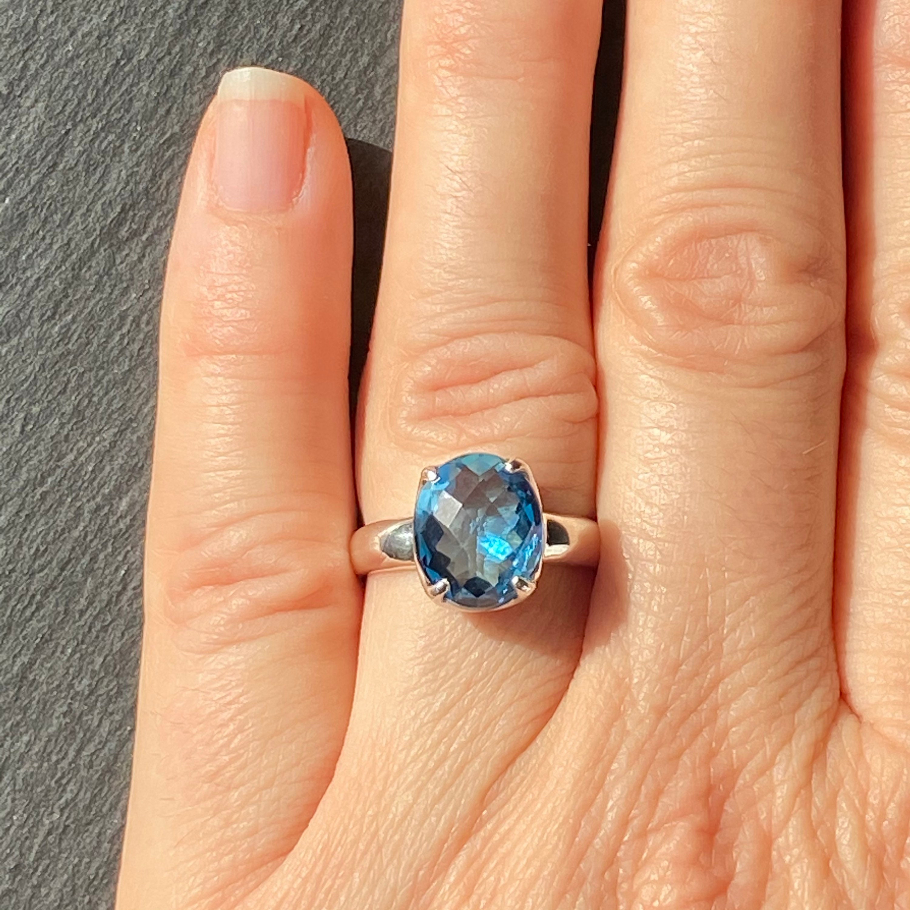 Anillo de topacio azul azul anillo de topacio azul suizo | Etsy