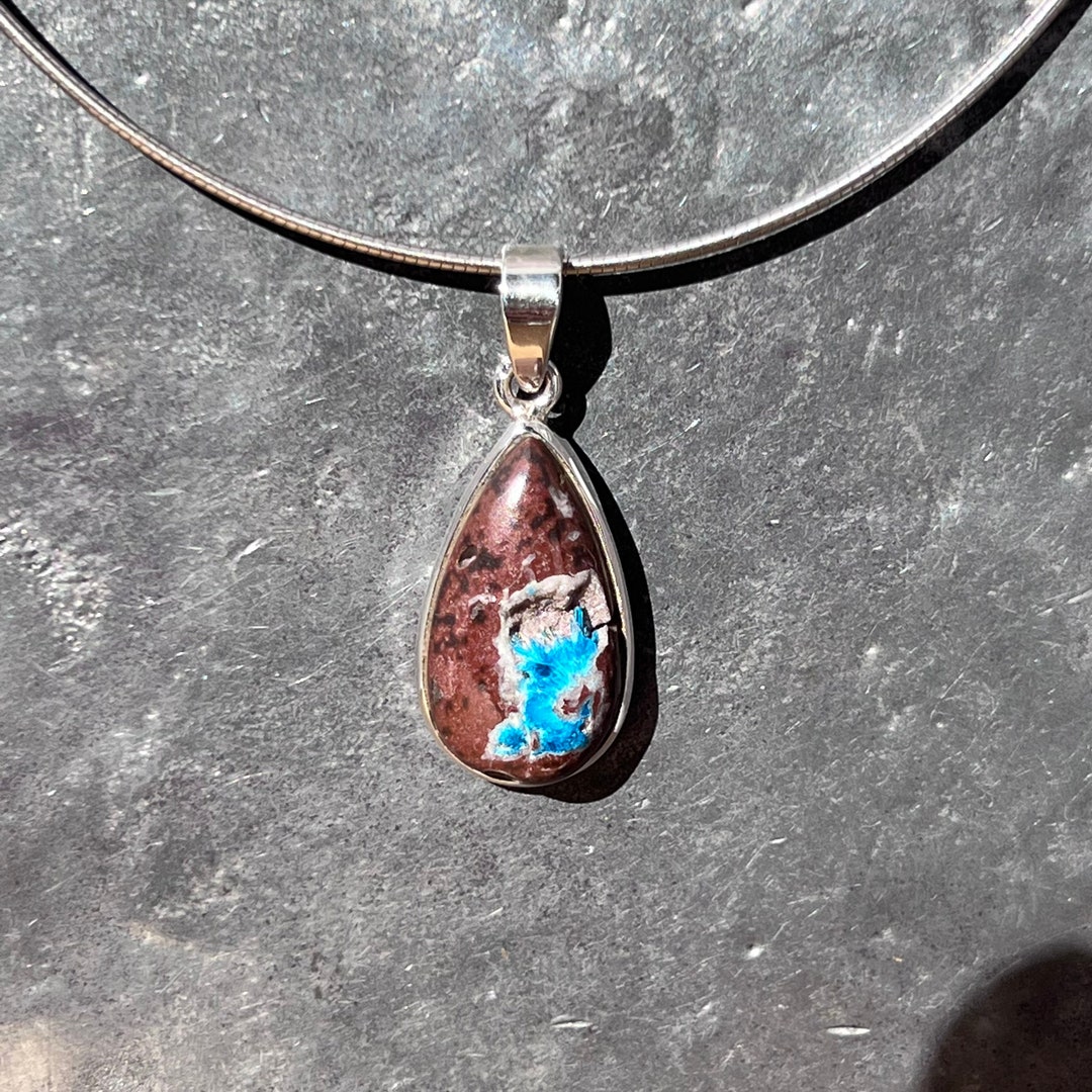 Cavansite Pendant - Cavansite Matrix Pendant - Raw Polished Cavansite ...